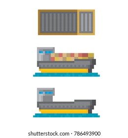 Container Ship Icons Pixel Art Old Stock Vector (Royalty Free ...