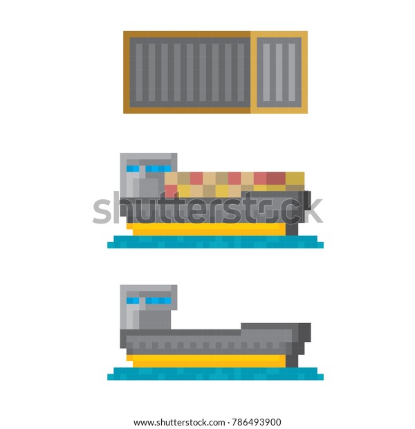 Container Ship Icons Pixel Art Old Stock Vector (Royalty Free ...