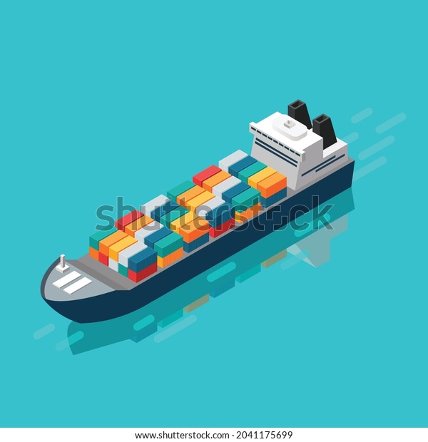 Containerschiff in isometrischer Ansicht. Vektorgrafik: Stock ...