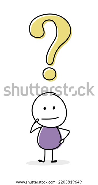Contemplating Cartoon Businessman Question Mark Icon Stock Vector ...