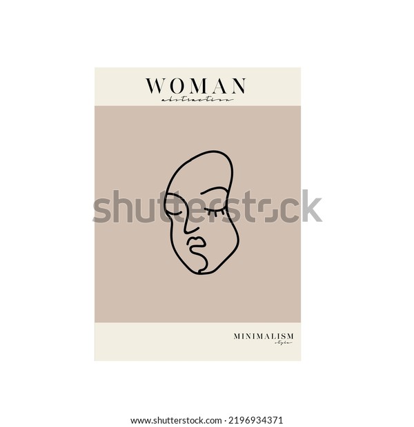 Contemporary Abstract Linear Face Drawing Pastel Stock Vector (Royalty ...