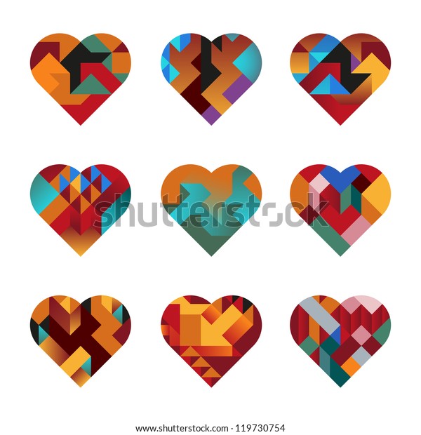 Contemporary Hearts Interlocking Abstract Shapes Stock Vector (Royalty ...