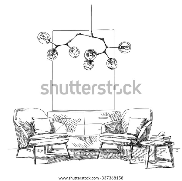 Contemporary Modern Interior Hand Drawing Vector Stock Vector (Royalty ...