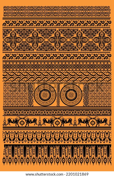 Contemporary Toraja Traditional Batik On Cream Stock Vector (Royalty ...