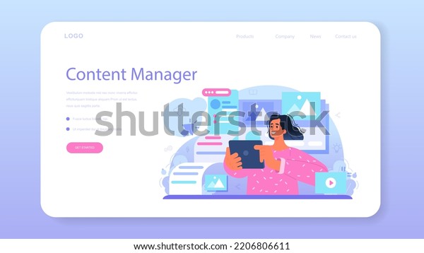 Content Manager Web Banner Landing Page Stock Vector (Royalty Free ...