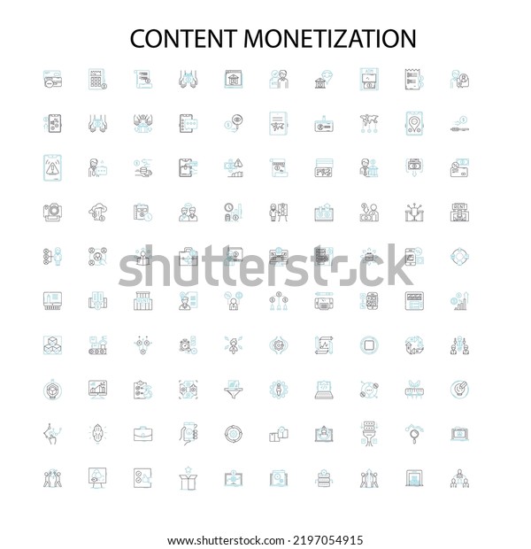 Content Monetization Icons Signs Outline Symbols Stock Vector (Royalty ...