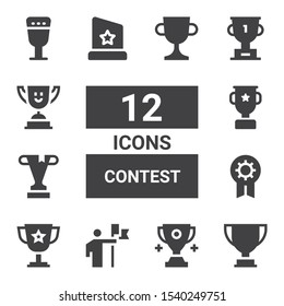 Contest Icon Set Collection 12 Filled Stock Vector (Royalty Free ...