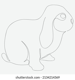 Contincontinuous One Line Drawing Rabbit Vector Stock Vector (Royalty ...