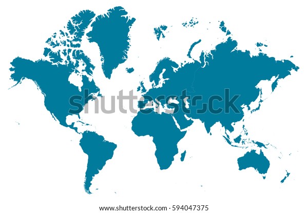 Continents Blue Map Vector Stock Vector (Royalty Free) 594047375 ...