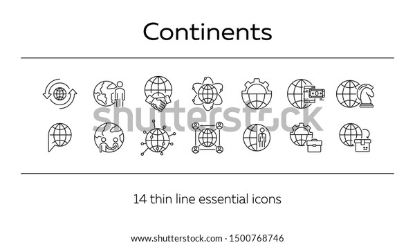 Continents Line Icon Set Globe World Stock Vector (Royalty Free ...