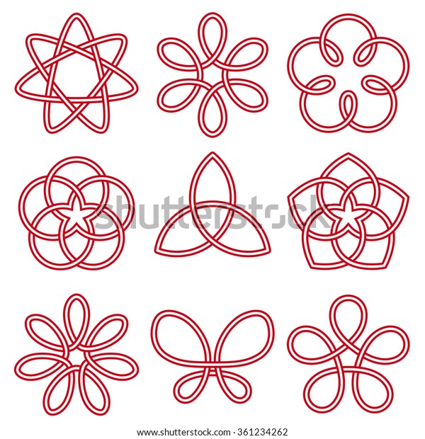 Continuation Symbol Set Mizuhiki Decorative Japanese Stock Vector ...