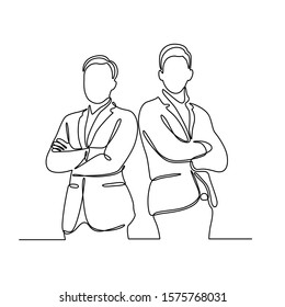 Continuos Line Drawing Two Man Partner 스톡 벡터(로열티 프리) 1575768031 ...