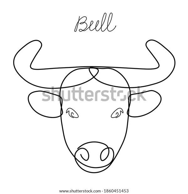 Continuous Black Bull Head Outline On Stock Vector (Royalty Free ...