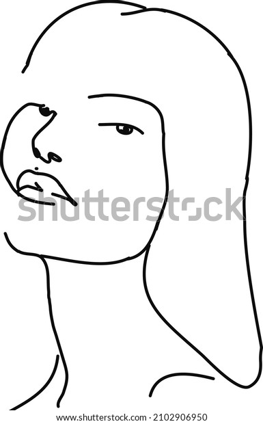 Continuous Black Line Portrait Girl Vector Stock Vector (Royalty Free ...