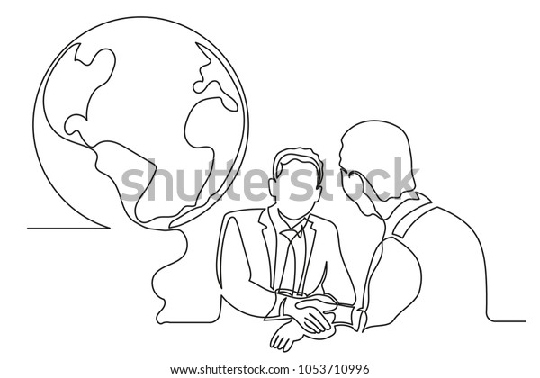 Continuous Drawing Line Two People Handshake Stock-vektor (royaltyfri ...