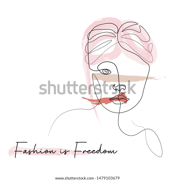 Continuous Fashion One Line Drawing Faces Stock Vector (Royalty Free ...