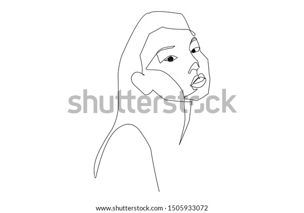 Continuous Fashion One Line Drawing Faces Stock Vector (Royalty Free ...