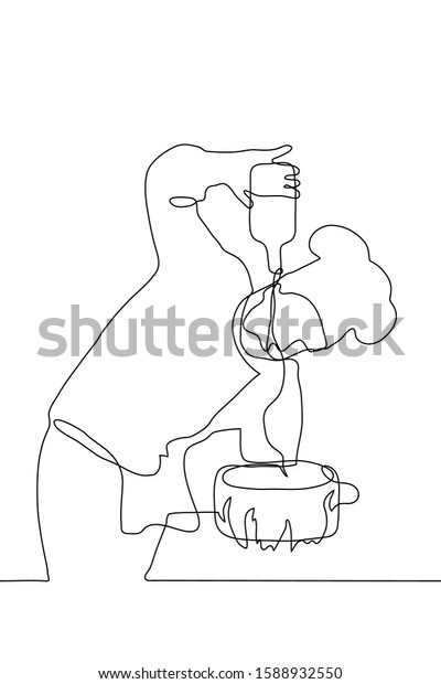 Continuous Line Art Chef Pouring Something Stock Vector (Royalty Free ...