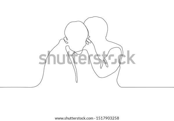 Continuous Line Art Silhouette Two People Stock Vector (Royalty Free ...