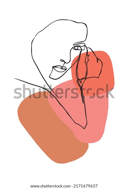 Continuous Line Art Vector Woman Perfect 库存矢量图（免版税）2171679637 ...