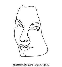 Continuous Line Beautiful Woman Face Natural Stock Vector (Royalty Free ...