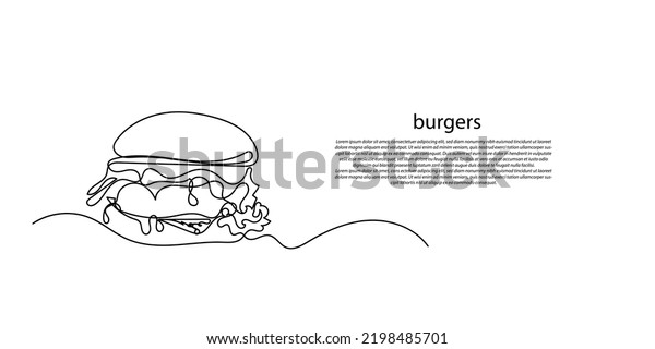 Continuous Line Burgers Line Drawing Stuffed Stock Vector (Royalty Free ...