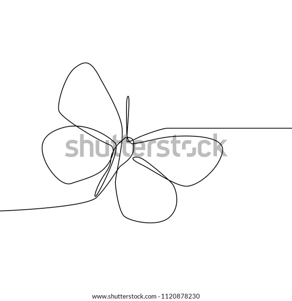 Continuous Line Butterfly Isolated On White Stock Vector (Royalty Free ...