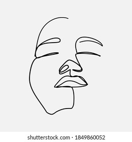 Continuous Line Closed Eyes Closeup Drawing Stock Vector (Royalty Free ...
