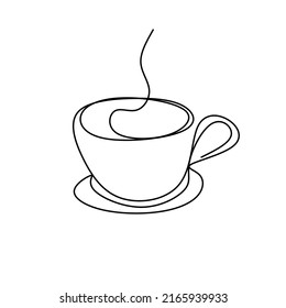 Continuous Line Cup Coffee Isolated White Stock Vector (Royalty Free ...