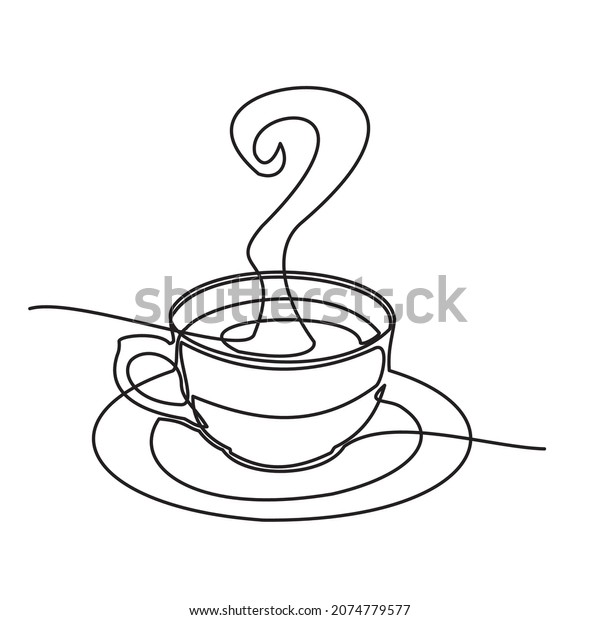 Continuous Line Cup Glass Cup Isolated Stock Vector (Royalty Free ...