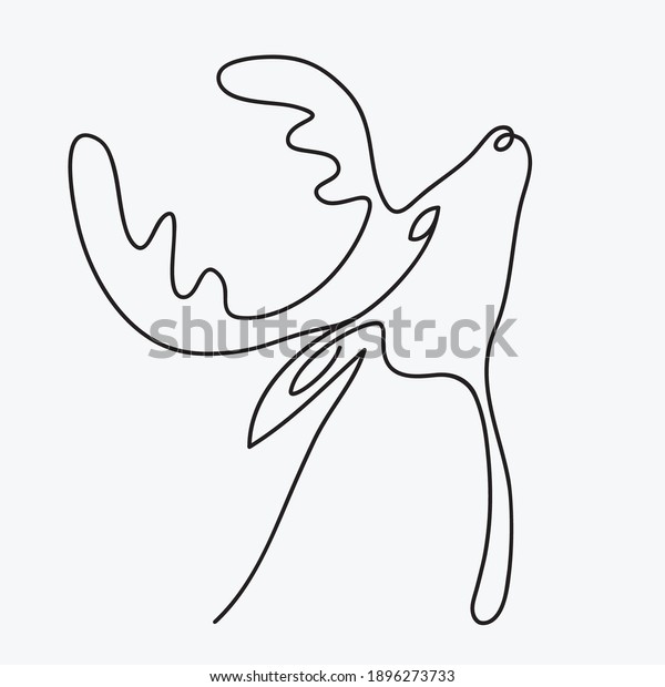 Continuous Line Drawing Abstract Reindeer Modern Stock Vector (Royalty ...