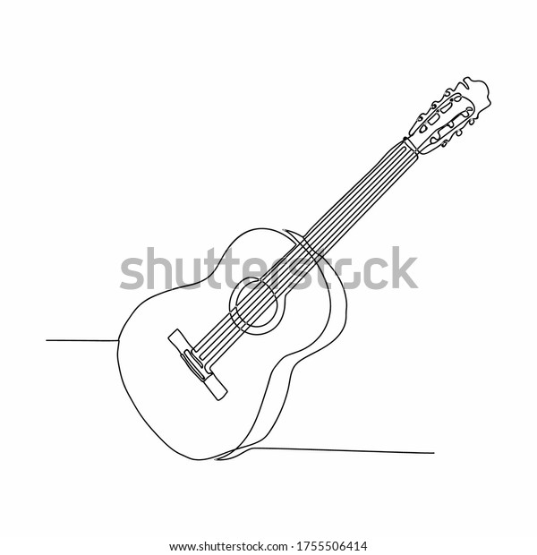 Continuous Line Drawing Acoustic Guitar Guitar Stock Vector (Royalty ...