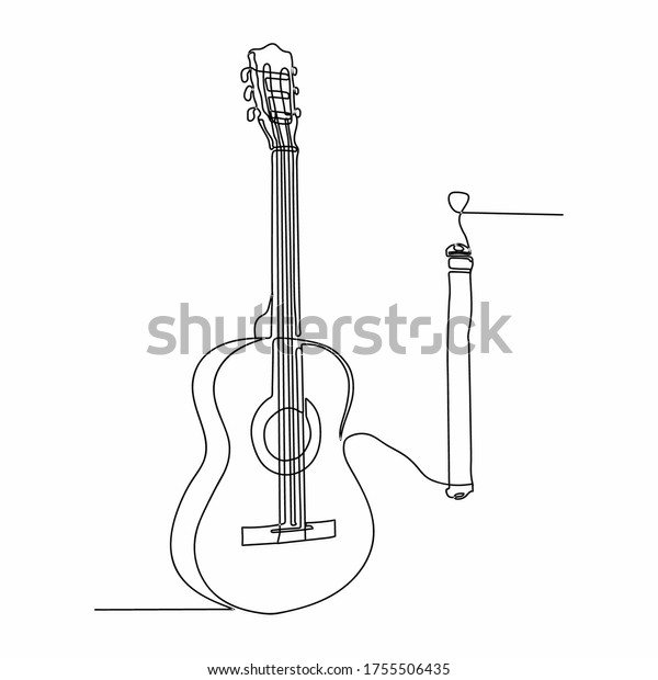 Continuous Line Drawing Acoustic Guitar Guitar Stock Vector (Royalty ...
