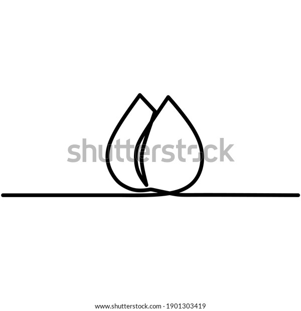 Continuous Line Drawing Almond Single Line Stock Vector (Royalty Free ...
