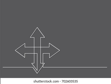 Continuous Line Drawing Arrows Four Directions Stock Vector (Royalty ...