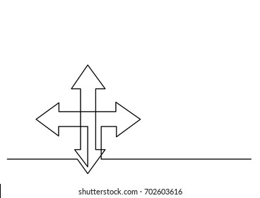 Continuous Line Drawing Arrows Four Directions Stock Vector (Royalty ...