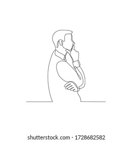 Continuous Line Drawing Art Man Thinking Stock Vector (Royalty Free ...