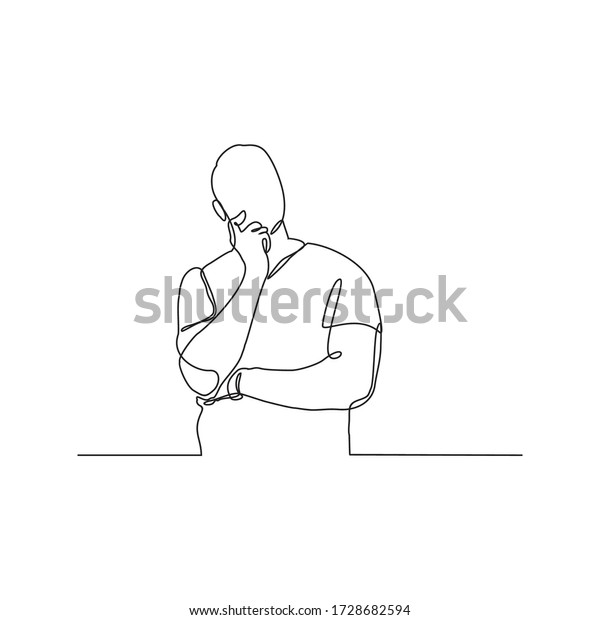 Continuous Line Drawing Art Man Thinking Stock Vector (Royalty Free ...