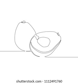 Continuous Line Drawing Avocado On White Stock Vector (Royalty Free ...