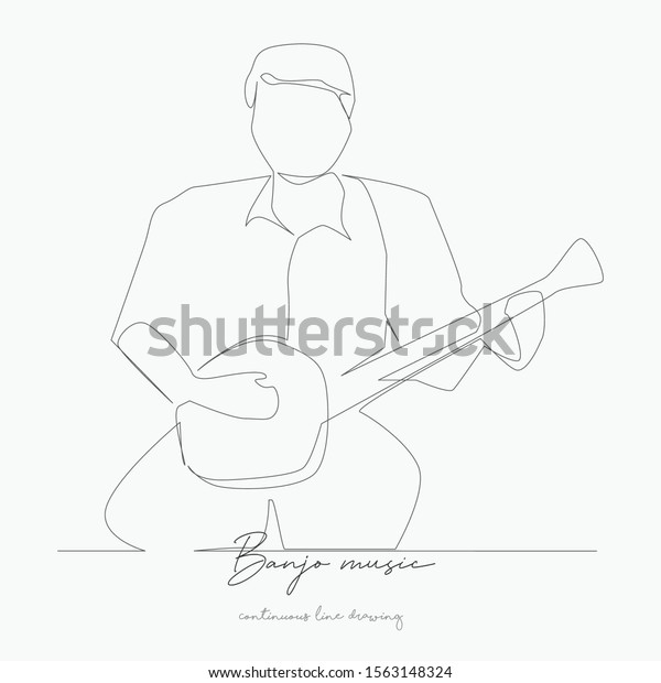 Continuous Line Drawing Banjo Music Simple Stock Vector (Royalty Free ...