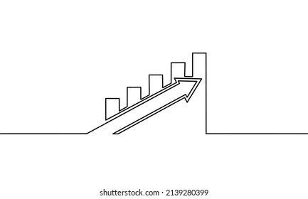Continuous Line Drawing Bar Chart Arrow Stock Vector (Royalty Free ...
