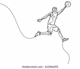 Continuous Line Drawing Basketball Player Stock Vector (Royalty Free ...