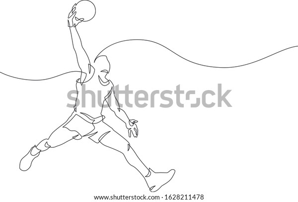 Continuous Line Drawing Basketball Player Stock Vector (Royalty Free ...
