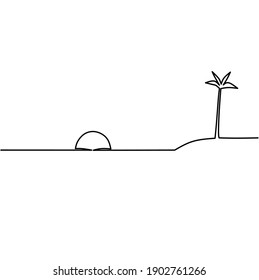 Continuous Line Drawing Beach Nature Sign Stock Vector (Royalty Free ...