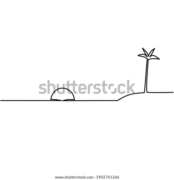 Continuous Line Drawing Beach Nature Sign Stock Vector (Royalty Free ...