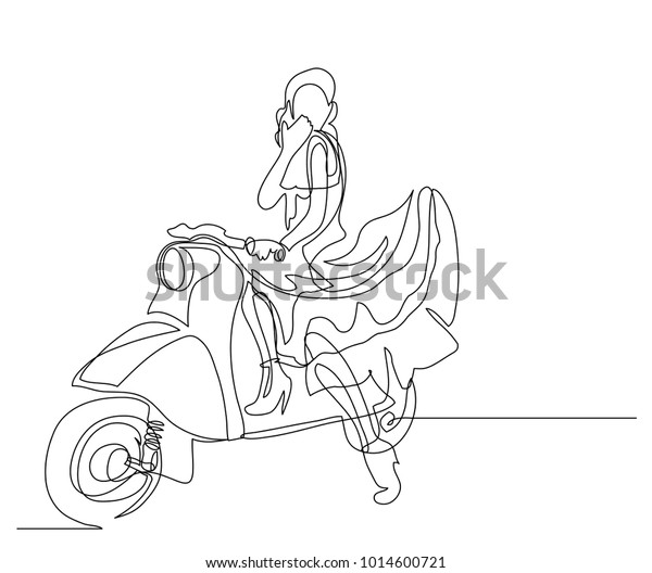 Continuous Line Drawing Beautiful Girl On Stock Vector (Royalty Free ...