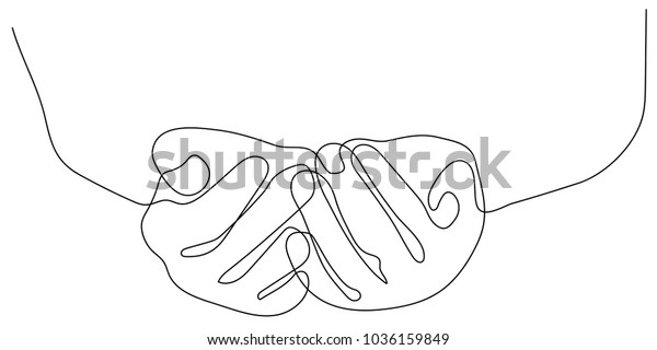 Continuous Line Drawing Beggar Hand Hands Stock Vector (Royalty Free ...