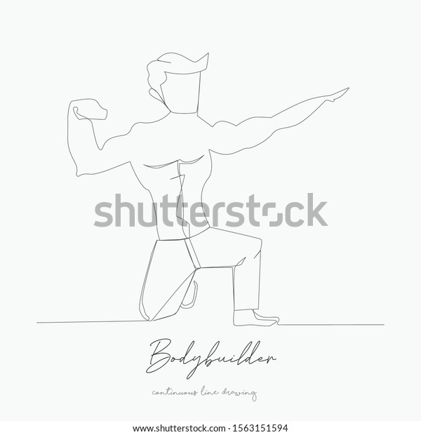 Continuous Line Drawing Bodybuilder Simple Vector Stock Vector (Royalty ...