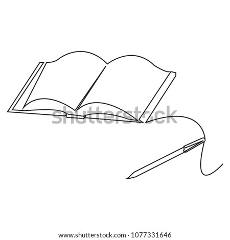 Continuous Line Drawing Book Pen Back Stock Vector (Royalty Free ...