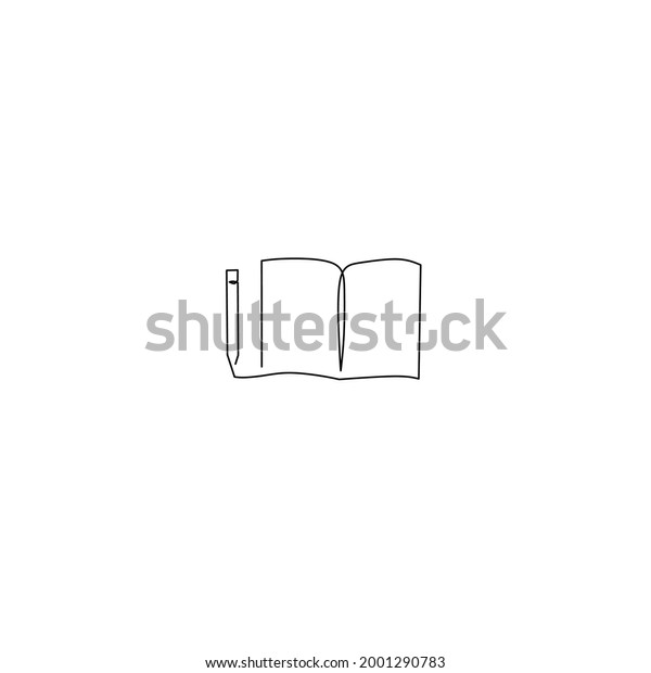 Continuous Line Drawing Book Pencil Object Stock Vector (Royalty Free ...